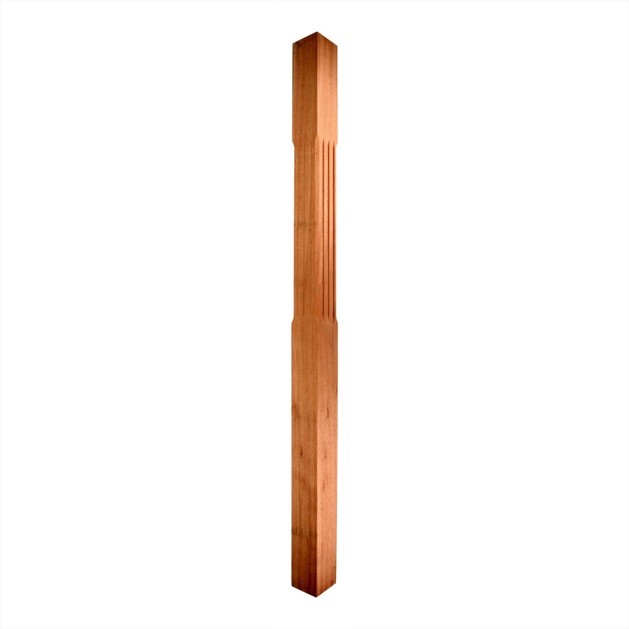 90mm-Mahogany-Square Chamfered & Fluted - Timber Staircases